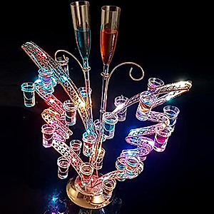LED Champagne Wine Cup Holder,Butterflies Shaped Cocktail Glass Holder,Wine Glass Holder Display,7 Colors Light,Rechargeable Bar Liquor Shelf for Party Club, KTV, Bar,Birthday, Wedding, Anniversary