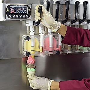 Kolice Commercial ETL high capacity 7 flavors soft serve ice cream machine, gelato ice cream maker, 4+3 mixed frozen yogurt ice cream machine-full transperant dispenser, upper tanks refrigerated