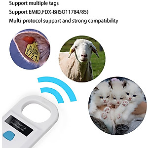 Yanzeo Pet Microchip Reader, RFID EMID Animal Handheld Reader,134.2 Pet ID Scanner Rechargeable Animal Chip Registration, Pet Tag FDX-B(ISO 11784/11785) (AR180)