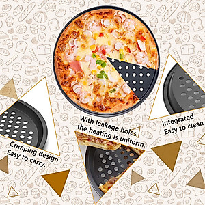 Siticoto Baking Steel Pizza Pan with Holes, 3 Pcs Round Pizza Pan for Oven 9 Inch 11 Inch 12 Inch Pizza Crisper Nonstick Baking Tray Set for Family Restaurant Home Kitchen