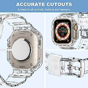 XYF Compatible for Crystal Clear Apple Watch Ultra 2 Bands, 49mm Bumper Case Men Women Jelly Cover Strap for iWatch Ultra 2/1 Series 9 8 7 SE 6 5 4 3 2 1 (CrystalClear, 49)