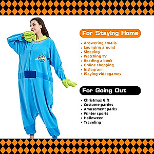 ressber Unisex Adult Onesie Pajamas Animal One Piece Halloween Costume Christmas Sleepwear Jumpsuit (Aliens, X-Large)