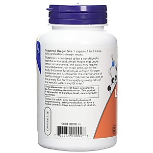 Now Foods Glutamine 500mg Capsules, 120 CT