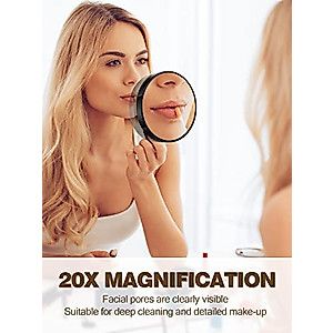 Macaki 20X Magnifying Mirror with 2 Suction Cups, 3.5 inches Magnified Makeup Mirror and Slant Tweezers,1PCS