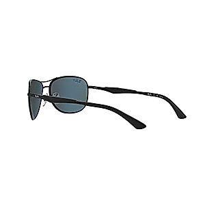 Ray-Ban Men's RB3519 Aviator Sunglasses, Matte Black/Green Polarized, 59 mm