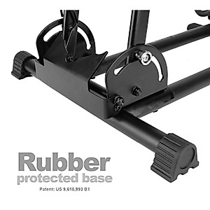 BikeHand Bicycle Floor Parking Rack Stand - for Mountain MTB & Road or Fat Bikes Indoor Outdoor Garage Storage - Max Tire Width 5" (2)