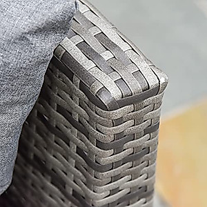 Outsunny 5PC Outdoor Patio Furniture Set Garden Sectional Rattan Wicker Sofa Set Cushioned Half-Moon Seat Deck w/Pillow, Gray