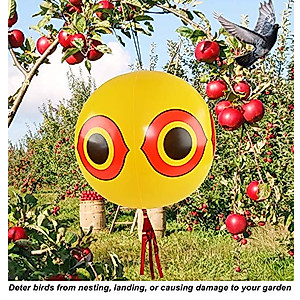 Home-X Scare Birds Away, Garden Protection from Animals, Scarecrows for Garden, Set of 3, Each 40" D x 20.5" H, Yellow