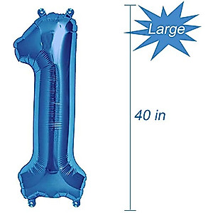 Tellpet Number 10 Balloons, 40 Inch Foil Balloons, Sapphire Blue