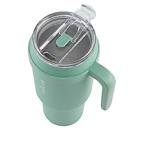 REDUCE 50 oz Mug Tumbler with Handle & Straw - Stainless Steel with Sip-It-Your-Way Lid - Keeps Water Cold up to 50 Hours - SweatProof, Dishwasher Safe, BPA Free - 2 Pack, Green / Beige