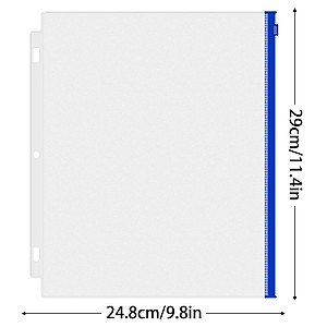 Antner 6 Pack Zippered Binder Pockets Letter Size 3 Holes Binder Pouches, Multicolor Zippers Folders Loose Leaf Document Filing Bags for 3 Ring Binders