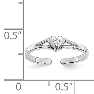 Jewelry Stores Network 14k White Gold Diamond Heart Split Shank Toe Ring (0.01 cttw, I1 Clarity, H-I Color)