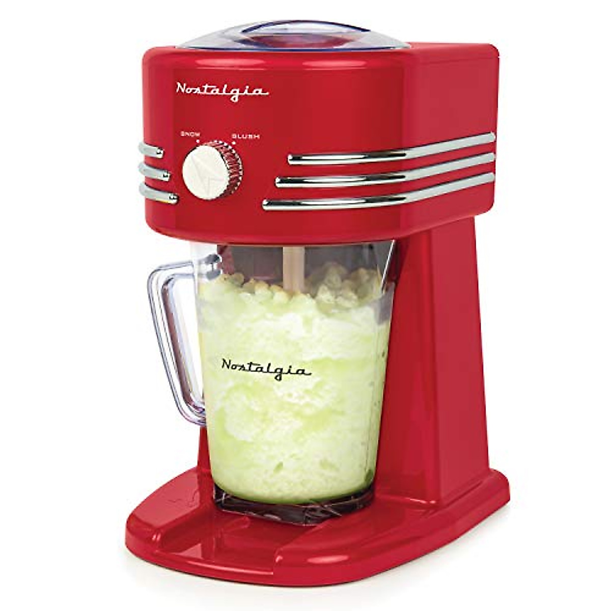 Nostalgia FBS400RDCHL 40-Ounce Frozen Beverage Station Perfect For Slush Drinks, Snow Cones, Margaritas, Daiquiris, Stainless Steel Blades, Cord Storage, Red