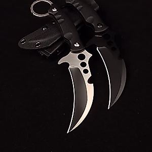 sosoin Fixed Blade Knife High grade steel G10 Handle 4.5 Inches,Outdoor Claw Knife,Camping EDC Tools, Kydex Sheaths (silver)