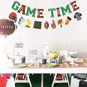 FAKTEEN Game Time Football Banner Garland Football Party Decorations Football Party Decor Sports Baby Shower Birthday Party Decorations Football Game Party Supplies