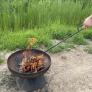 Fierywater 40-Inch Long Fire Poker by One Piece Solid Steel - Heavy Duty Fireplace Poker, Anti-Rust Black Coated Big Fire Stick