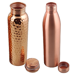 MORE-ECO Set of 2 Water Bottles | Copper Water Bottle | Travel Water Bottle | Ayurvedic Health Benefits Copper Bottle 32 OZ Water Bottles