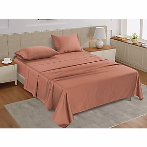 LANE LINEN Full Size Sheet Set – 450 Thread Count Soft & Breathable100% Cotton Sheets, 15” Deep Pocket Fully Elasticized Fitted Sheet, Luxury Hotel Quality Bedding, Rose Dawn