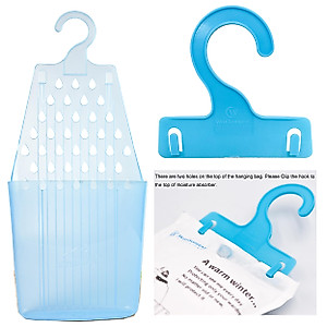 Wisesorb Moisture Absorber Packets with Plastic Case & Hook, Odor Eliminator, Leak Proof, Fragrance Free, Humidity Packs, Hanging Closet Dehumidifier Bags, Moisture Absorber (4 Packs)