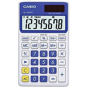 Casio SL-300VC Standard Function Calculator, Blue