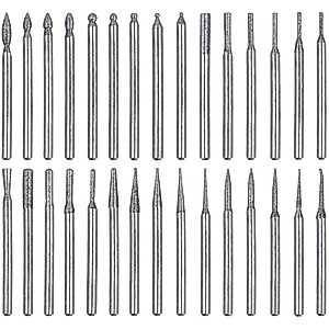KEWAYO Diamond Drill Bit Set, Glass Gemstone Metal with 2.35mm Bur Shank for Jewelry,Glass,Stone,Ceramic,Gemstones Lapidary Pack of 30