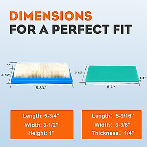 Hipa 17218-ZG9-M00 Air Filter + Pre Filter for HONDA HR215 HRM215 HRB215 GXV140 HRC215 HRM195 Lawn Mower 149cc Parts Replace 17211-ZG9-M00 17218-ZG9-M00 Filter Pack of 2