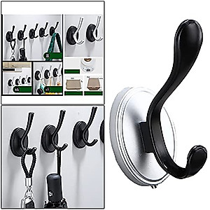 ＫＬＫＣＭＳ Small Coat Hook Wall-Mounted, Puncture- Coat-hat-Coat Hanger Heavy Duty Gadgets, Black Silver Oval, 66x68x100mm