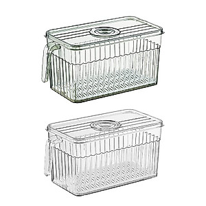 Transparent with handle kitchen drain box basket fruit vegetable food refrigerator frozen storage box food container