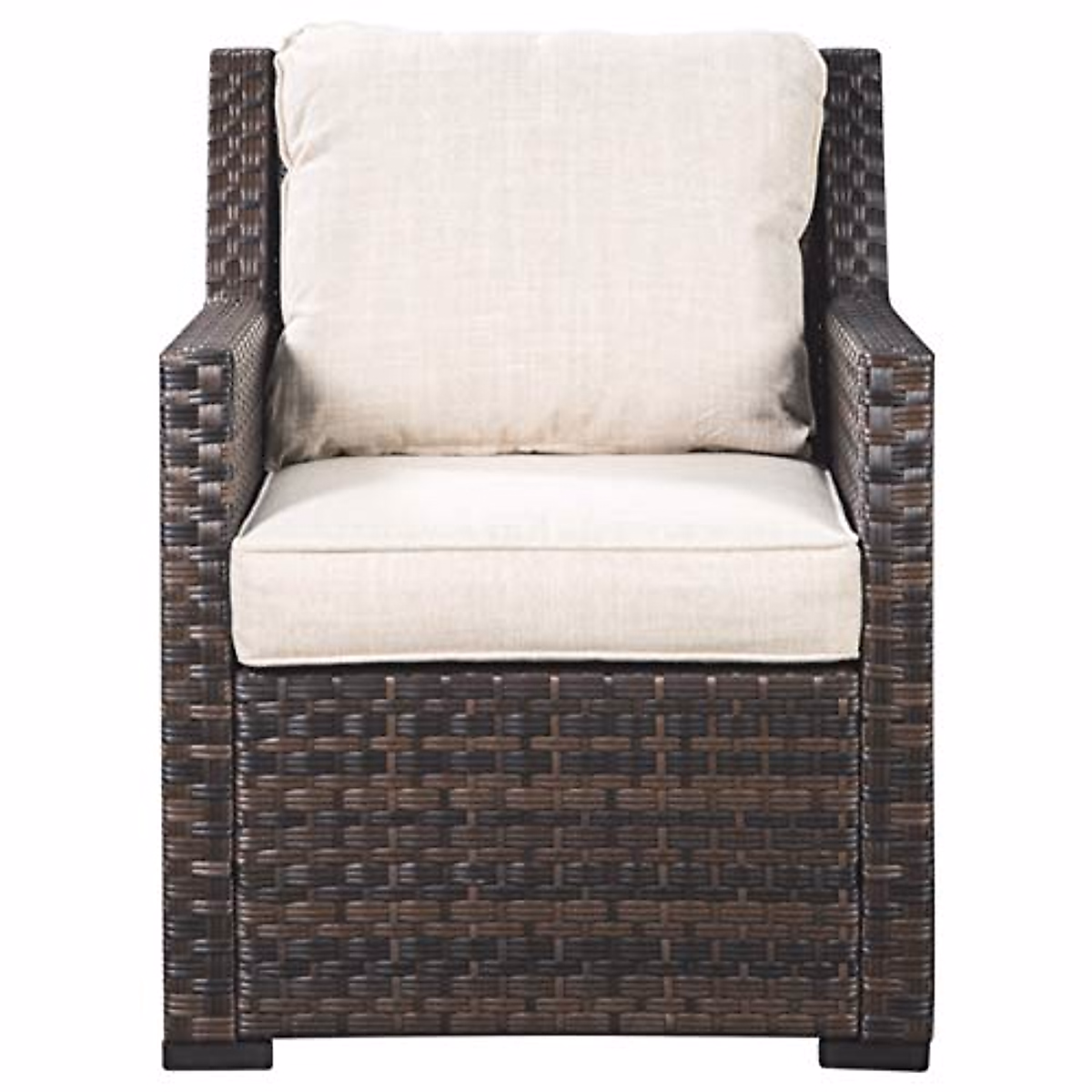 Signature Design by Ashley Easy Isle Outdoor Lounge Chair, Dark Brown & Beige