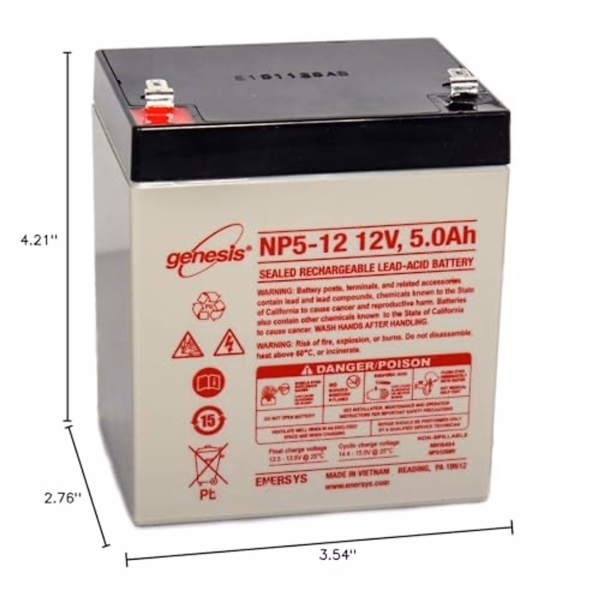 EnerSys Genuine NP5-12 Genesis NP Series 12V 5Ah SLA Battery