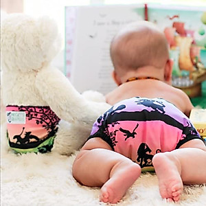 Nicki's Diapers One Size Snap Cloth Diaper Cover | Adjustable Waterproof Cover for Baby Boys or Baby Girls | Coves Prefold Cloth Diapers, Flat Diapers, or Fitted | 8-35+lbs (Squeeze The Day)