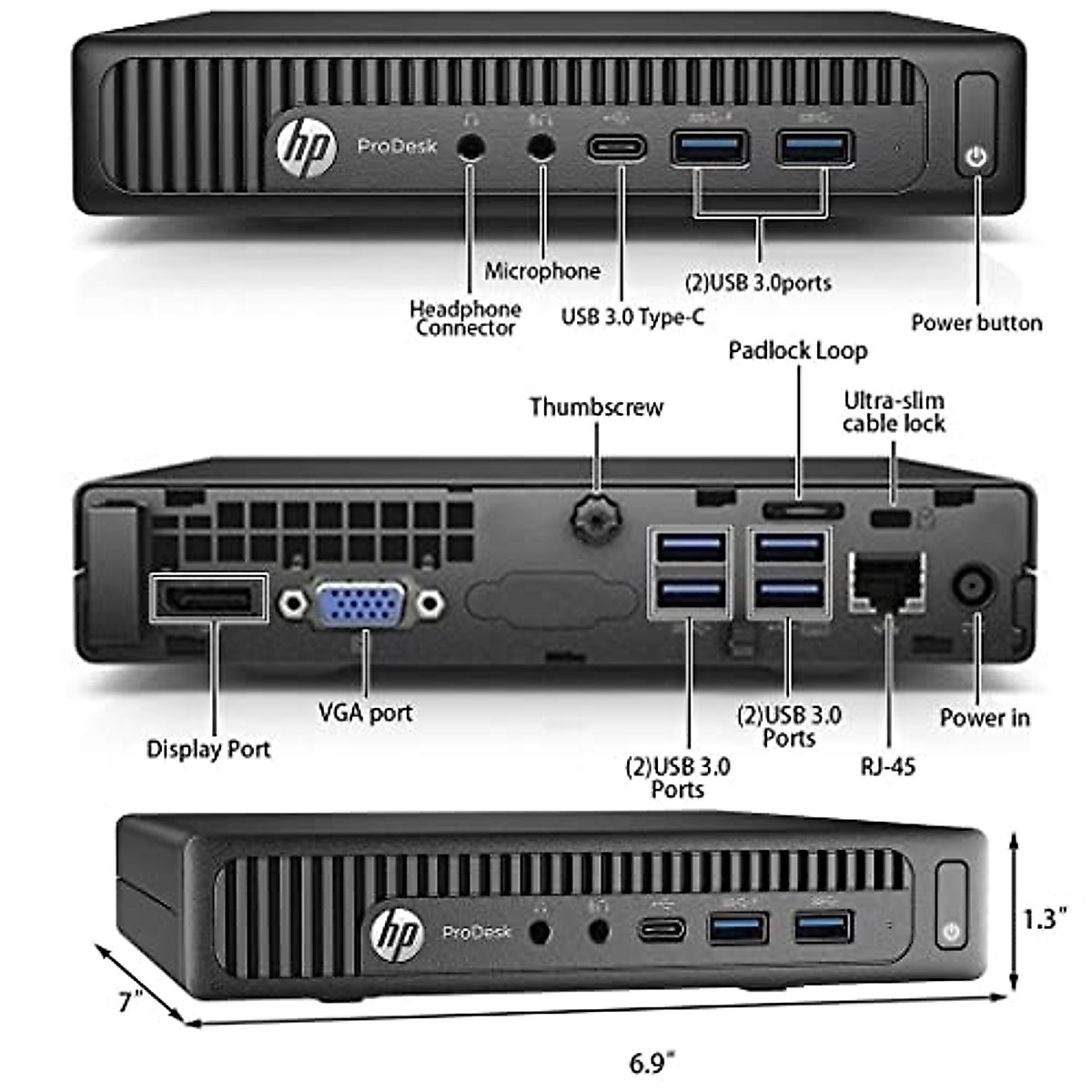 HP ProDesk 600 G2 Refurbished Tiny Desktop Computers Mini PC,i5 Micro 16GB Ram 1TB SSD,AX210 Built-in WiFi,Dual Monitor Support,HDMI,VGA,DP,Win10 Pro,Wireless K&M Brand TJJ Mouse Pad(Renewed)