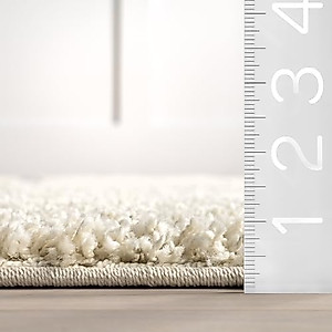 nuLOOM Carolyn Modern Shag Area Rug - 9x12 Shag Area Rug Transitional Cream Rugs for Living Room Bedroom Dining Room Nursery