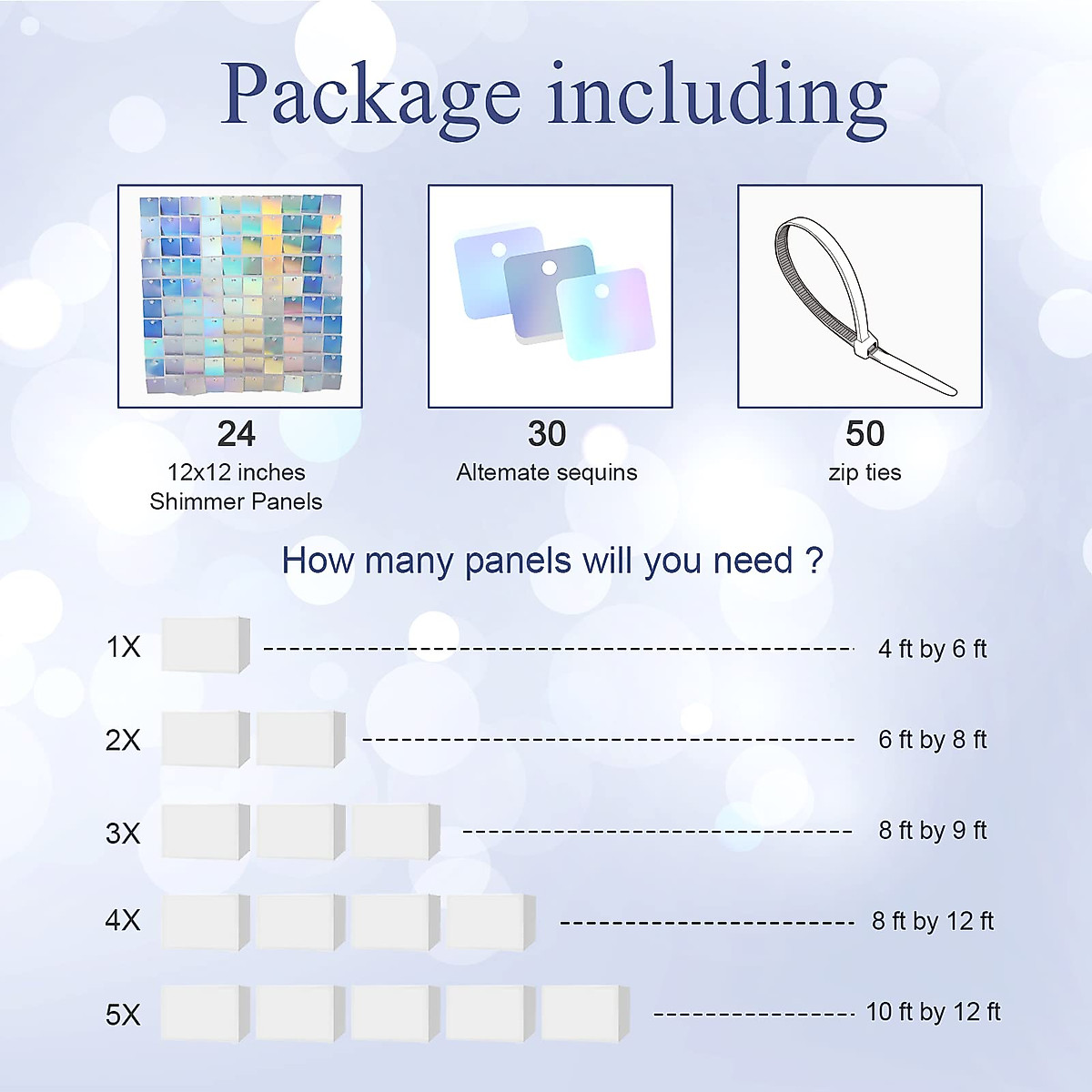 Ayfjovs 24 PCS Iridescent Silver Shimmer Wall Backdrop Sequin Shimmer Wall Panels Backdrop for Party Decoration Birthday Wedding & Engagement Anniversary Home Decor