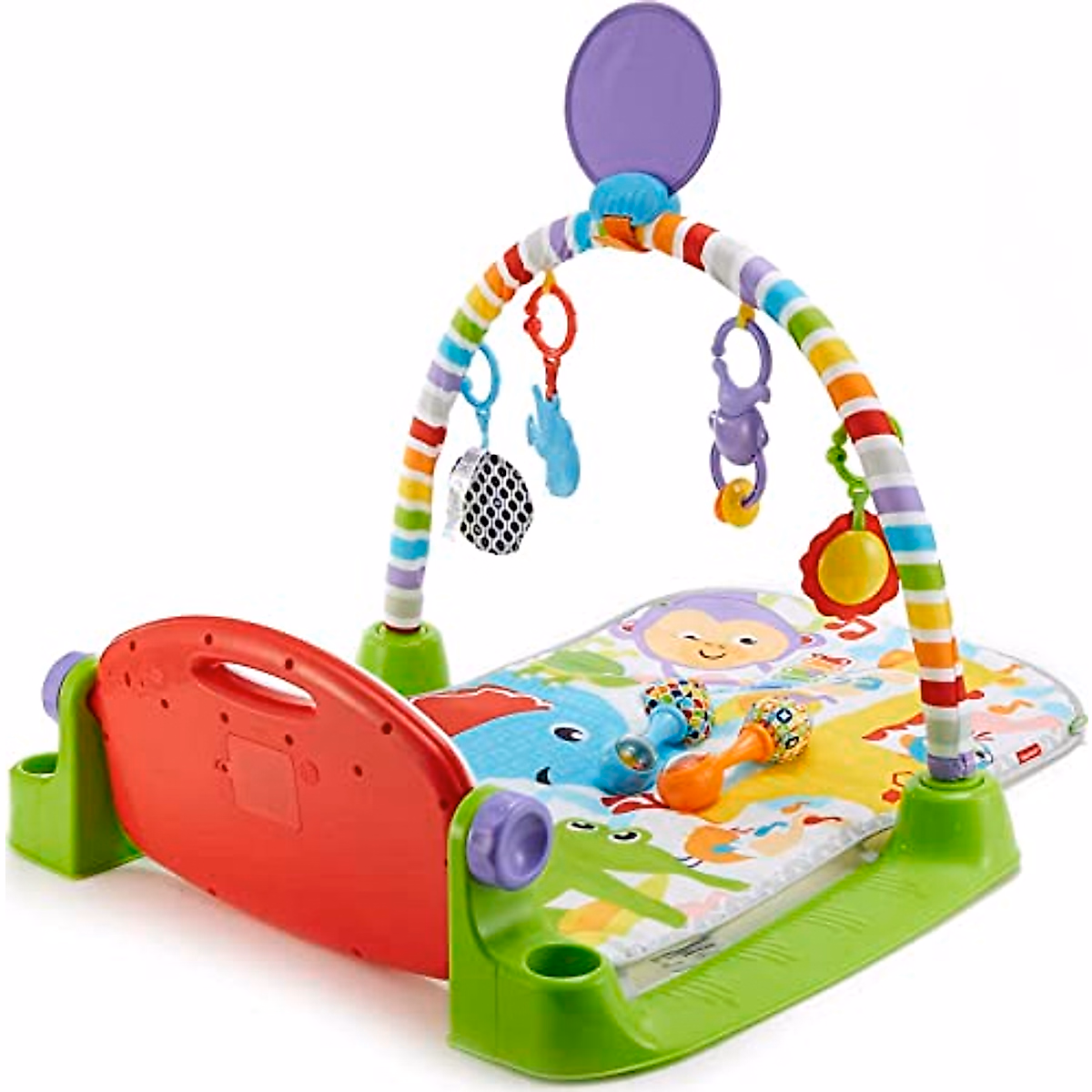 Fisher-Price Baby Playmat Deluxe Kick & Play Piano Gym & Maracas With Smart Stages Learning Content, 5 Linkable Toys & 2 Soft Rattles [Amazon Exclusive]