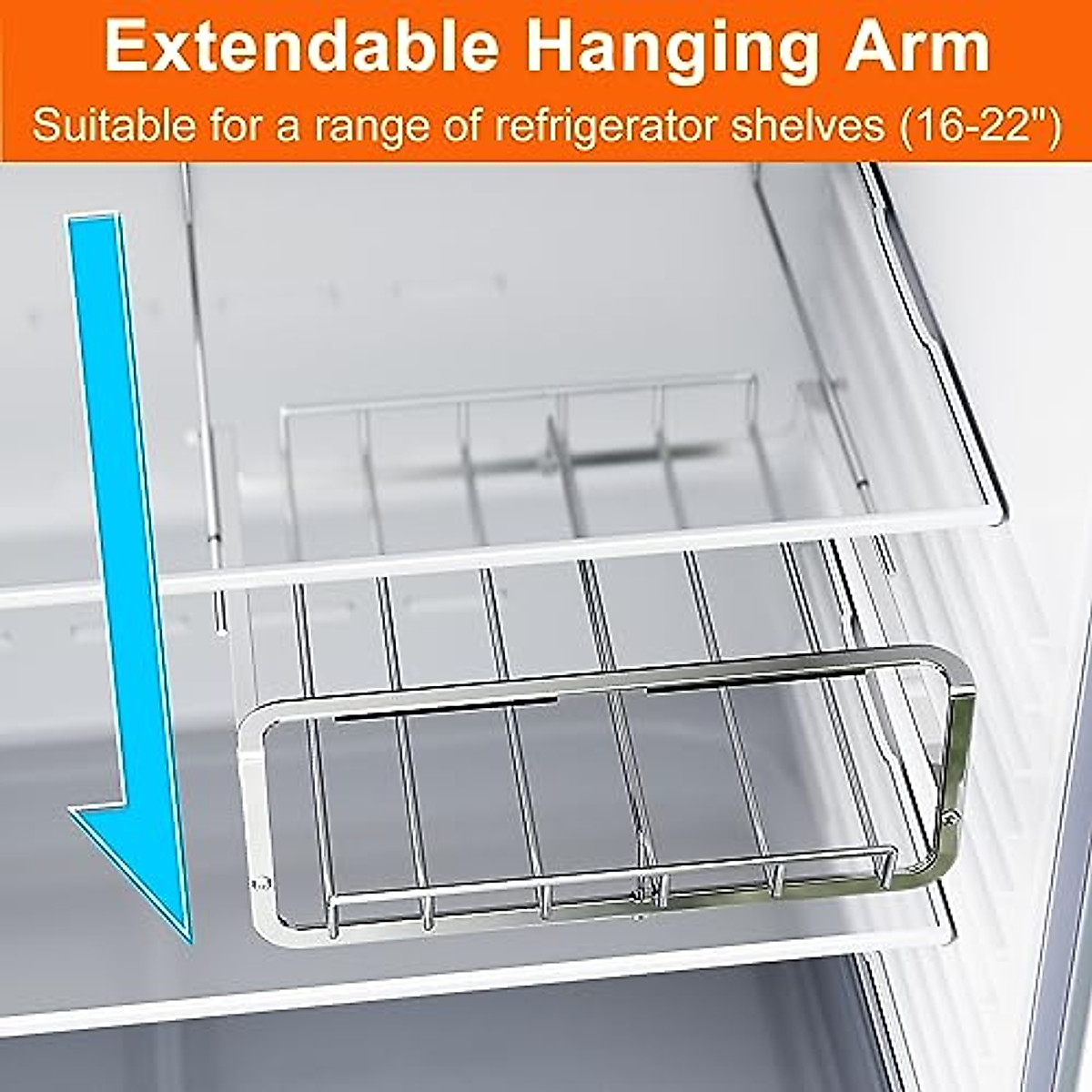 Soda Can Storage for Refrigerator, Hanging Soda Can Organizer Stainless Steel Soda Can Holder for Refrigerator Soda Can Dispenser for Fridge Can Drinks Rack Container with Adjustable Rail Design