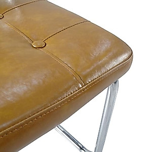 Edloe Finch Leather Dining Chair with High-Density Sponge, Rattan Chair for Dining Room, Living Room, Bedroom (Brown (New)