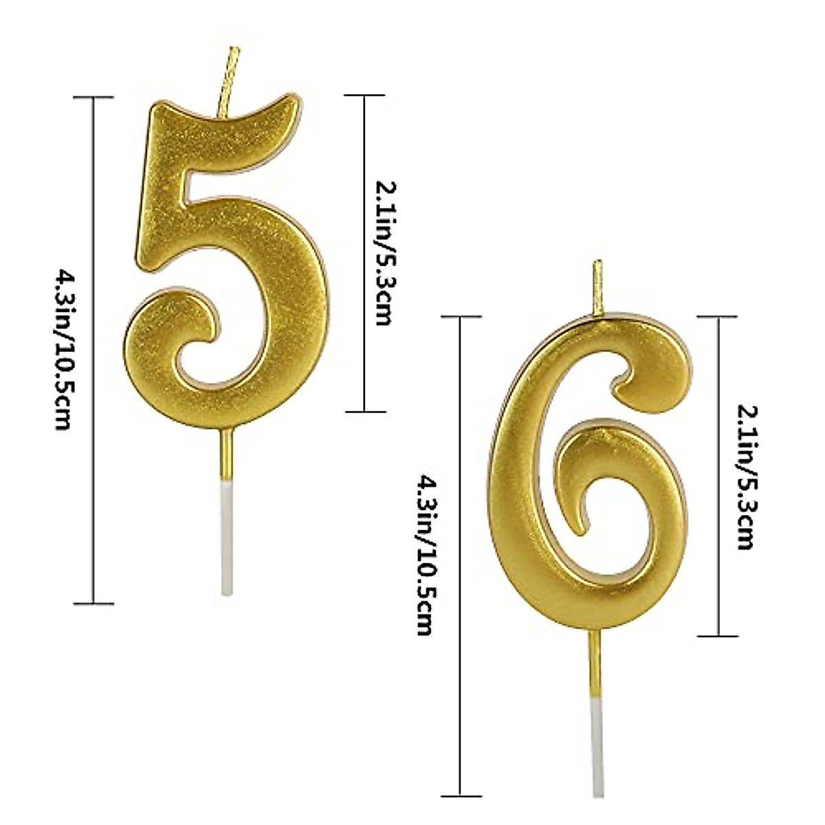 65th & 56th Number Birthday Candles for Cake Topper, Number 65 56 Glitter Premium Candle Party Anniversary Celebration Decoration for Kids Women or Men, Gold