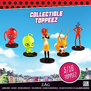 P.M.I. Miraculous Ladybug Designs Topeez | 5 Miraculous Ladybug Topeez Out of 16 Designs in 1 Pack | 4 Topeez and 1 Hidden Mystery Topeez | Licensed Kids’ Stationery (Assortment B)