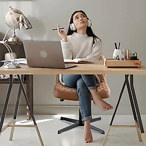 Criss Cross Office Desk Chair,Armless Fabric Modern Home Office Chair with Wheels, 120° Rocking Wide Seat Chair Computer Task Chair,Thicken Padded Swivel Vanity Chair for Women