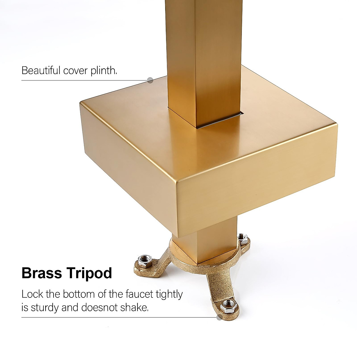 BAGNOLUX Bathtub Faucet Tub Filler Floor Mount Bathroom Faucets Brass Single Handle with Hand Shower (Waterfall Style B, Brushed Brass)