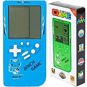 Nbguigdstr Brick Game Console,Retro Handheld Game Console,3.5-inch Large Screen Tank/Racing/Building Block Game,Built-in 23 Games(Blue)