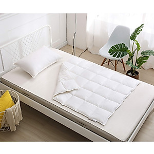 Baby Crib Comforter/Duvet/Blanket All Season 100% Natural White Goose Down Filled,Noiseless 500 Thread Count 100% Cotton Fabric 750+Fill Power (White, 41x48in)