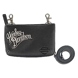 Harley-Davidson Women's Embroidered H-D Script Hip Bag w/Strap, ZWL3887-CRMBLK
