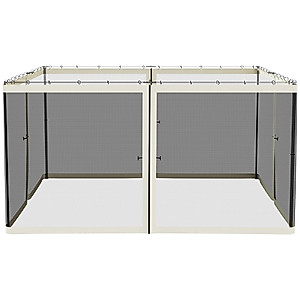 Outsunny 13' x 13' Replacement Mesh Sidewall Netting for Patio Gazebos and Canopy Tents with Zippers (Sidewall Only), Cream