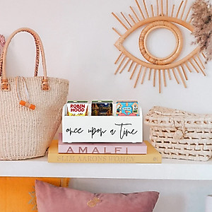 Yoto Card Holder,Wooden Yoto Card Case, Yoto Card Storage Box with Two Compartments, Wood Trading Deck Box Card Storage Box-Designed to Hold Yoto Mini Audio Cards (White, 3 compartments)