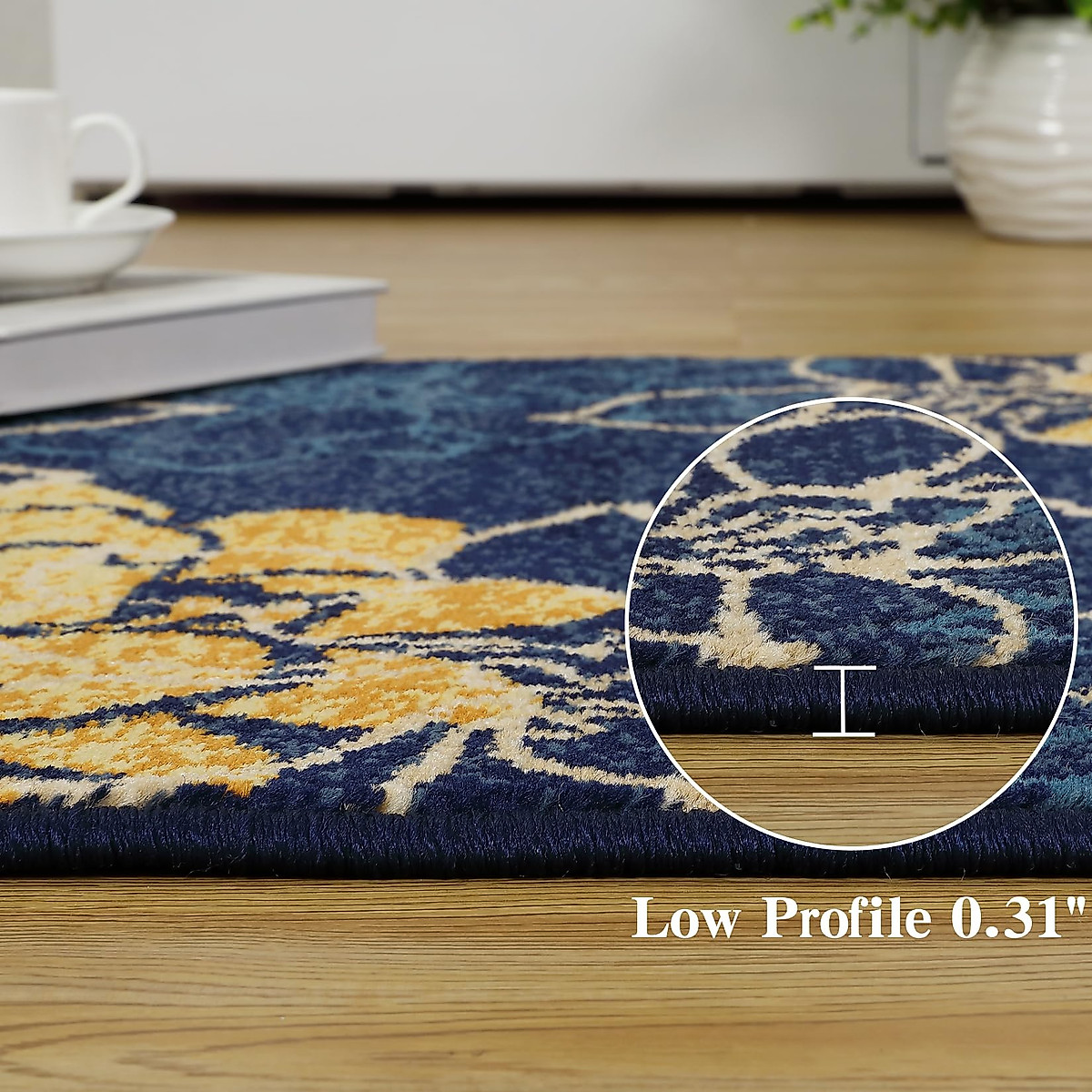 GlowSol Area Rug 9x12 Large Modern Rug Floral Rugs for Living Room Bedroom Thick Durable Stain-Resistant Rug Low Pile Dining Office Mat Non-Shedding Carpet for Bedroom Nursery Basement Decor