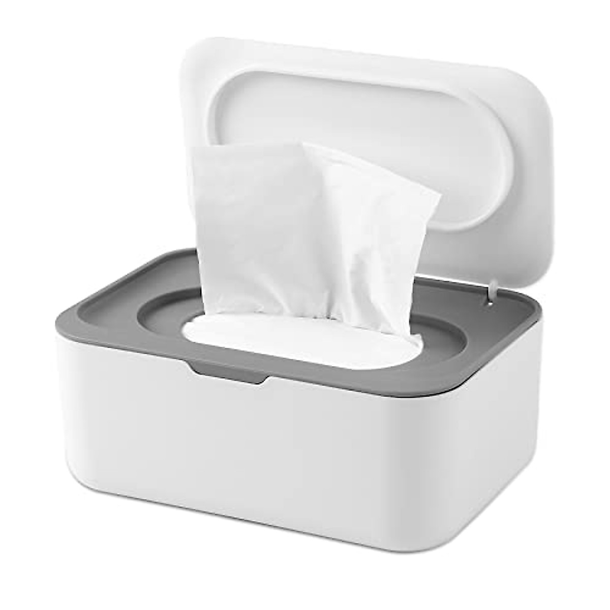 NOVWANG Wipes Dispenser Baby Wipe Holder with Lids, Keeps Wipes Fresh, Refillable Wipes Container with Sealing Design, Bathroom Tissues Wipes Case Box, Grey