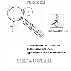 FEELMEM Mustard Seed Faith Gift Be Brave Be Fearless You Are Never Alone Joshua 1:9 Bible Verse Keychain Inspirational Faith Gift Religious Jewelry (Mustard Seed-KY)