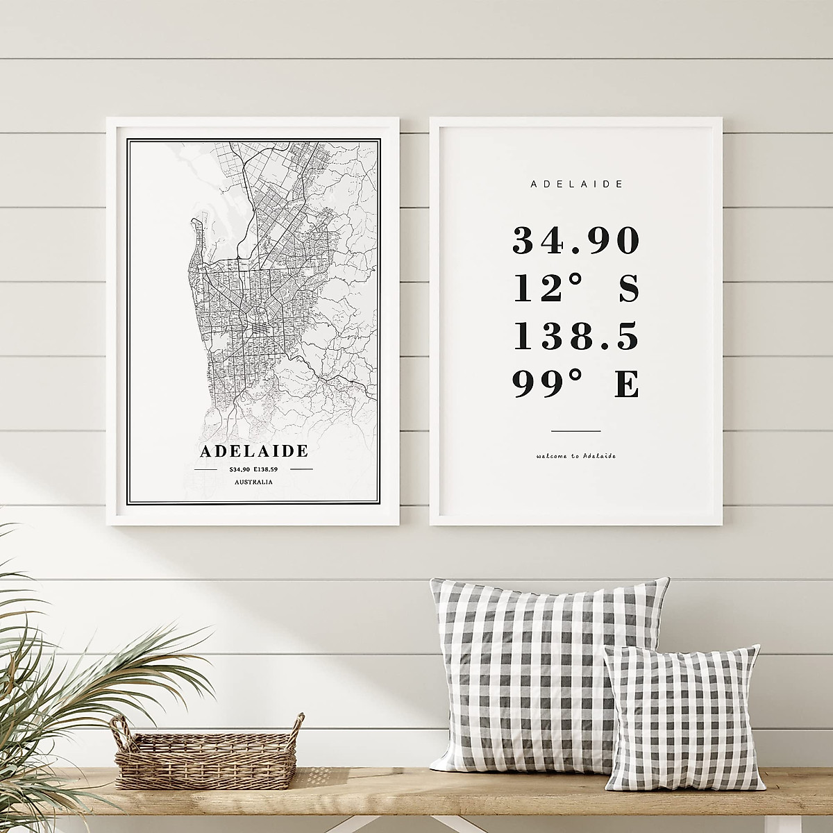 Dear Mapper Adelaide Australia View Abstract Road Modern Map Art Minimalist Painting Black and White Canvas Line Art Print Poster Art Print Poster Home Decor (Set of 3 Unframed) (16x24inch)